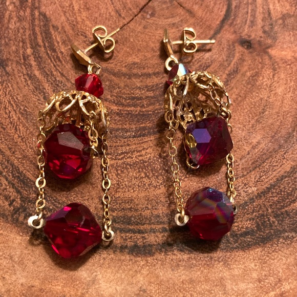 Jewelry | Vintage Gold And Maroon Crystals | Poshmark